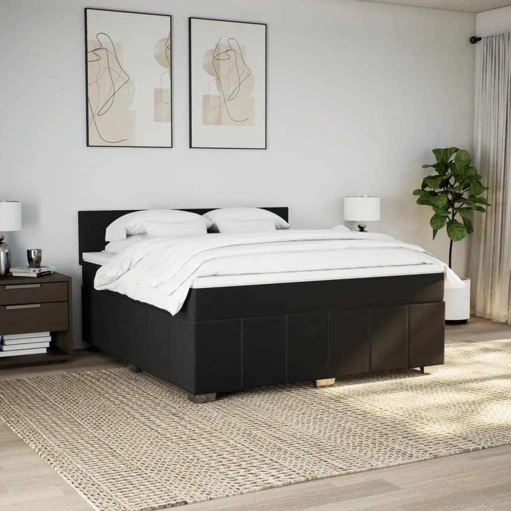 Box spring postel s matrací černá 180x200 cm textil 3287142