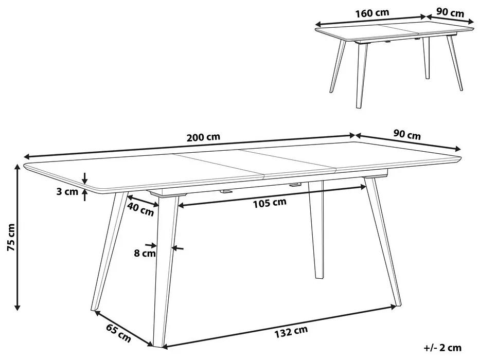 Rozkládací jídelní stůl 160/200 x 90 cm černý IRVINGTON