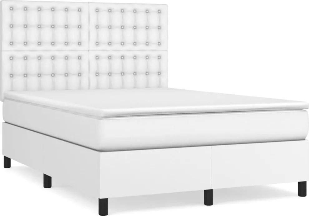 Box spring postel s matrací bílá 140x200 cm umělá kůže 3142846