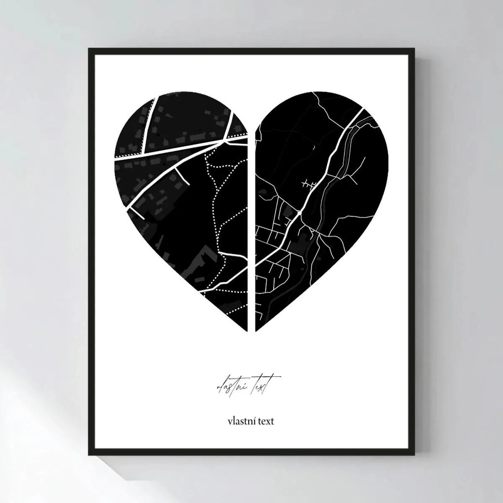 Personalizovaný magický fotoobraz v rámu - 40x50 - Dvě místa, jedno srdce