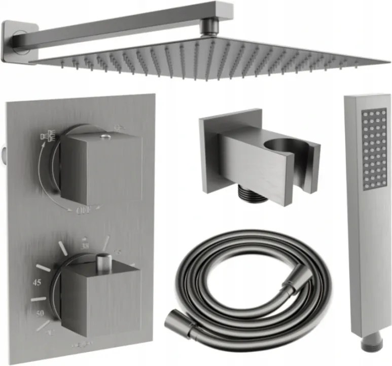 Mexen Cube DR02 podomítkový sprchový set s dešťovou sprchou 30x30 cm (6v1), grafitová, 77502DR0230-66