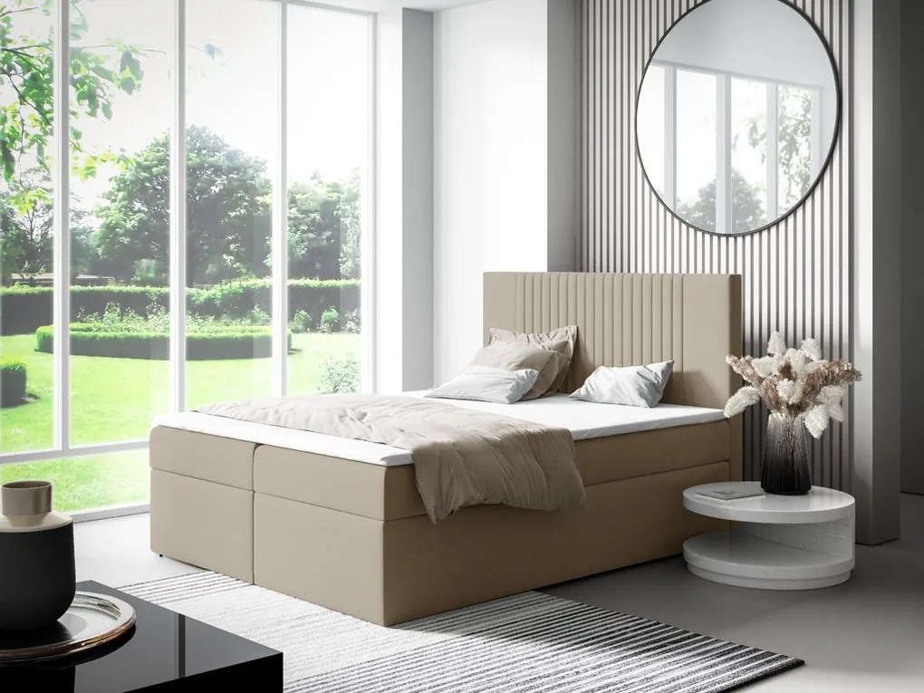 Eka Kontinentální čalouněná postel LINA - Trinity (120x200 cm) Barva látky Trinity: Krémově bíla (Trinity 2301)