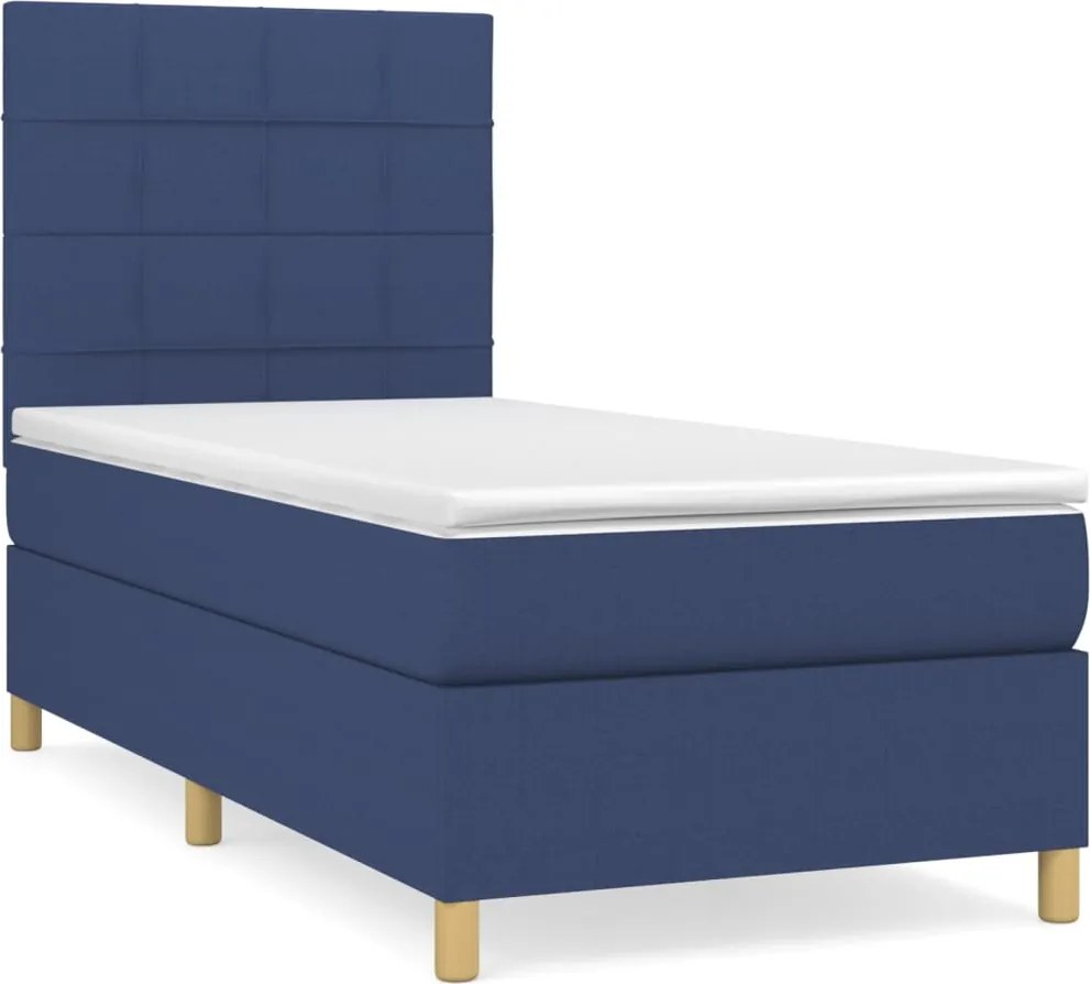 Box spring postel s matrací modrá 90x190 cm textil 3142303