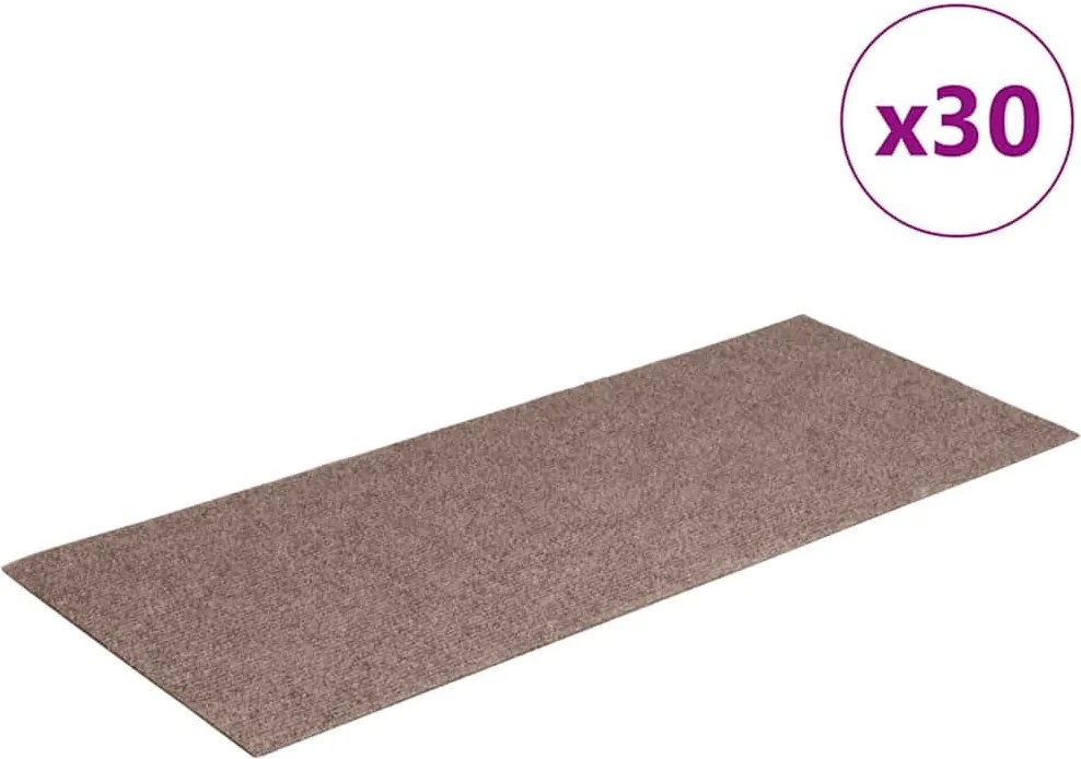 Schodové rohože samolepicí 30 ks 60 x 25 cm světle hnědé obdélníkové 3365703