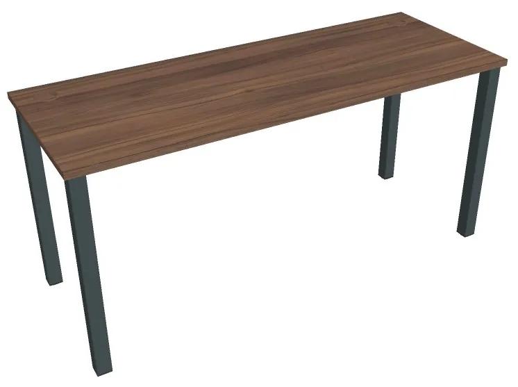 Stůl pracovní rovný 160 cm hl. 60 cm - Hobis Uni UE 1600 Dekor stolové desky: ořech, Barva nohou: černá