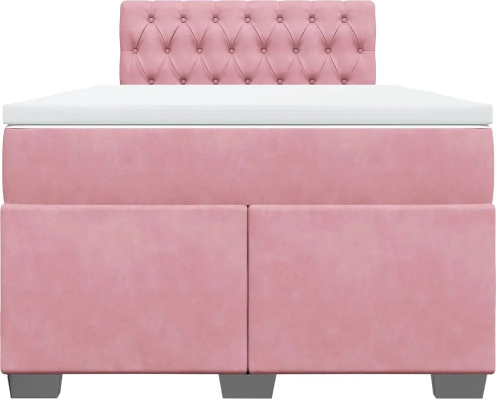 Box spring postel s matrací růžová 120 x 200 cm samet 3288593