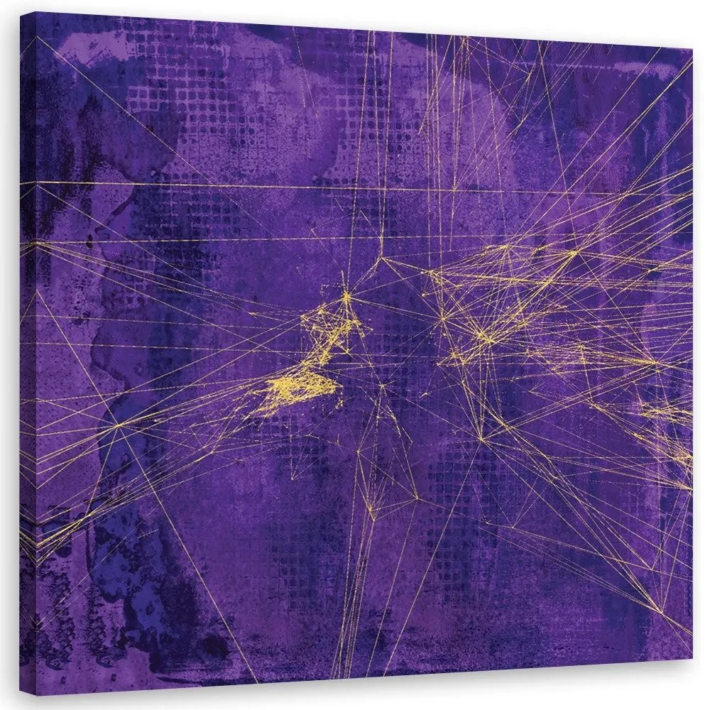 Gario Obraz na plátně Zlaté pruhy fialové pozadí - Andrea Haase Rozměry: 30 x 30 cm
