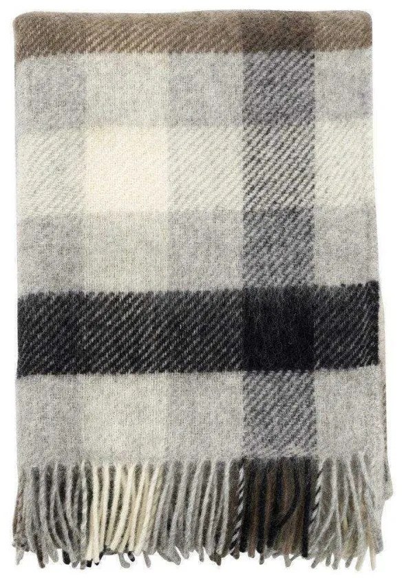 Vlněný pléd Gotland multi grey 130x200, Klippan Švédsko Šedá