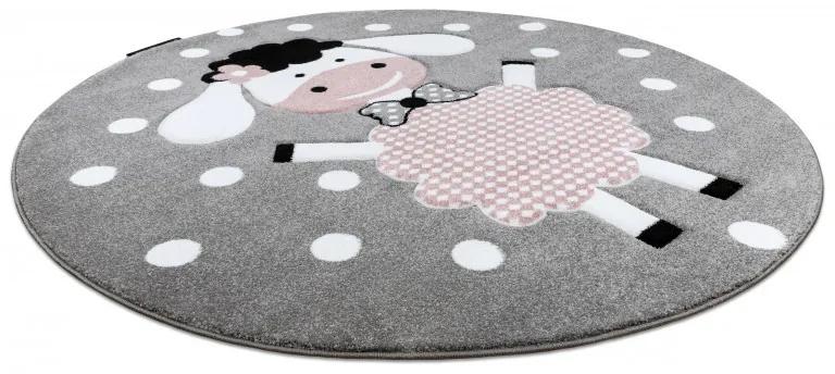 Dywany Łuszczów Dětský kusový koberec Petit Dolly sheep grey kruh - 120x120 (průměr) kruh cm