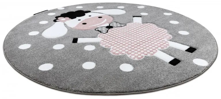 Dywany Łuszczów, Dětský kusový koberec Petit Dolly sheep grey kruh, 120x120 (průměr) kruh, růžová, dětský pokoj