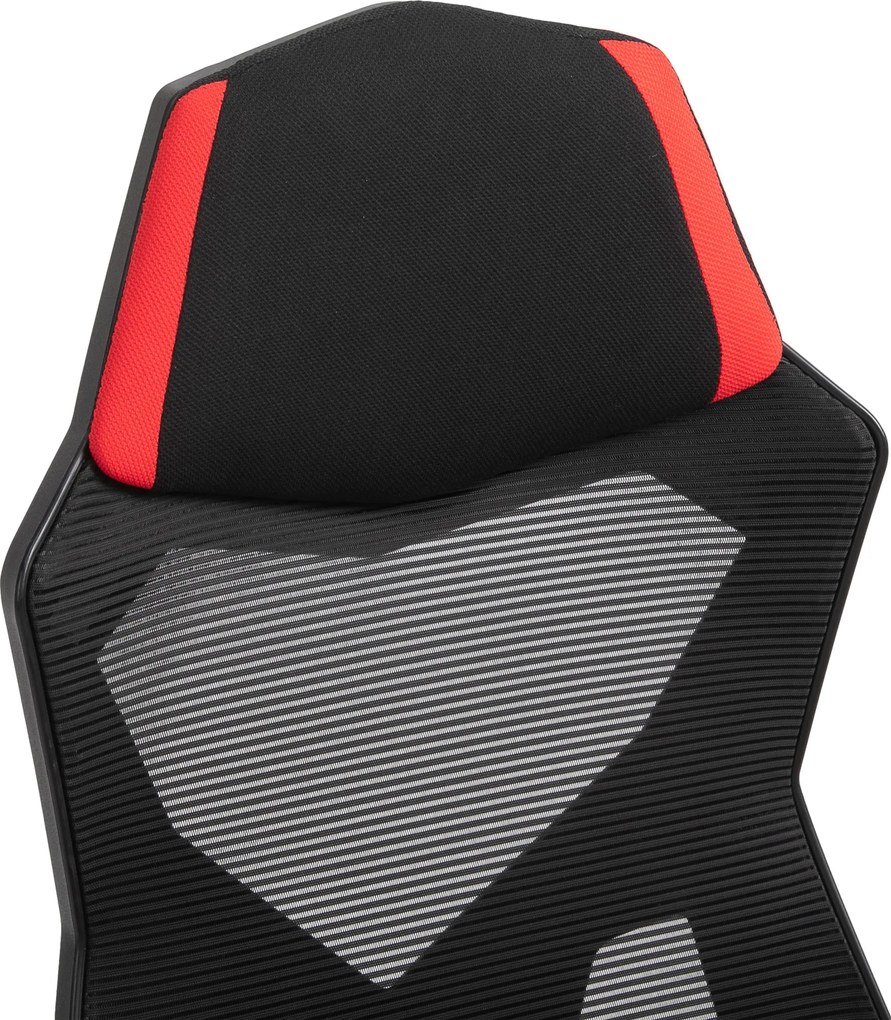 Herní židle Vinsetto Ergonomická kancelářská židle s výškově nastavitelnou podnožkou polyester černá červená 58 x 72 x 112-122 cm pro kancelář a hran…