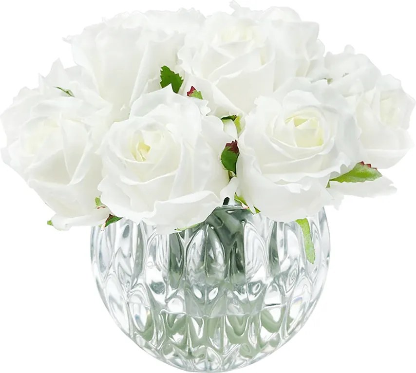 Côte Noire Luxury Round Bouquet kytice 13 parfémovaných růží Ivory White
