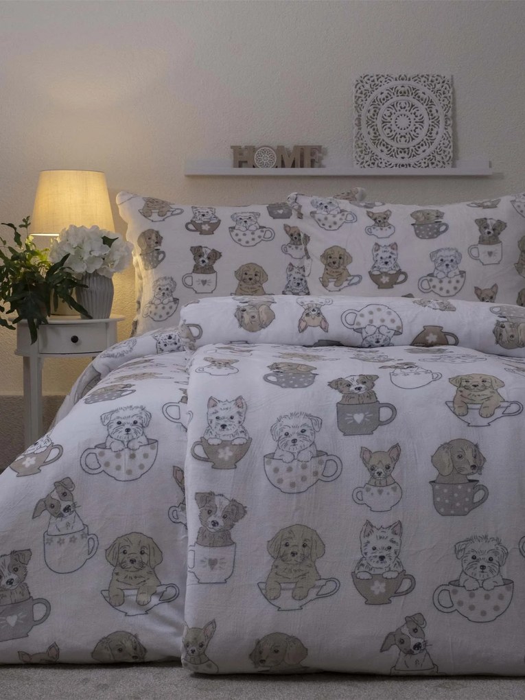 MK Lůžkoviny Francouzské mikroplyšové povlečení Exclusive - Štěňátka 220 × 200 cm, 2ks 70 x 90 cm