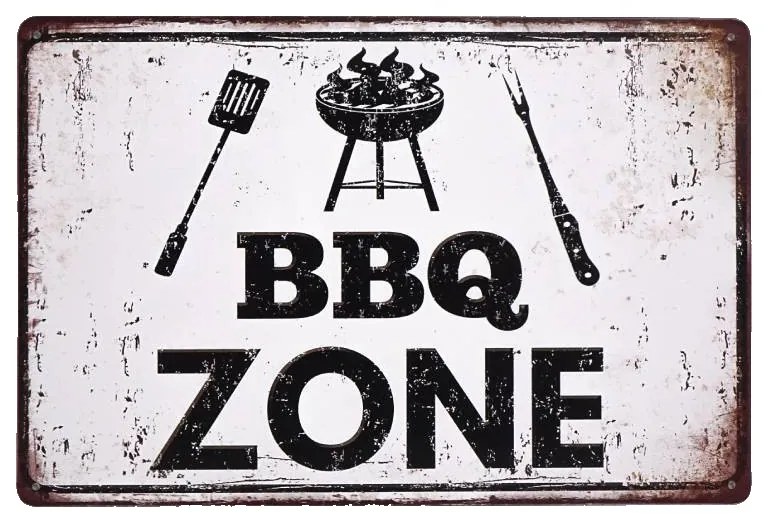 Kovová cedule BBQ zone 2