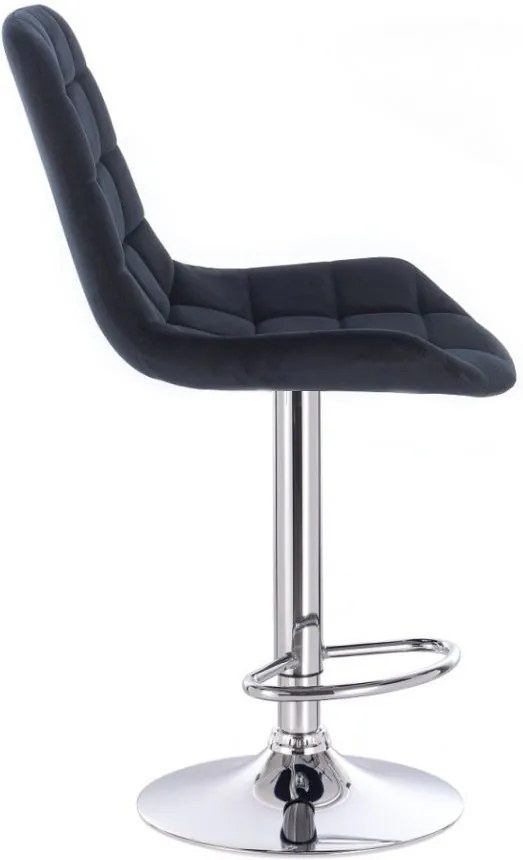 LuxuryForm DESIGN Barová židle PARIS VELUR na stříbrné kulaté podstavě - černá