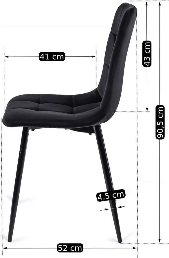 Jídelní židle Daron Velvet, černá