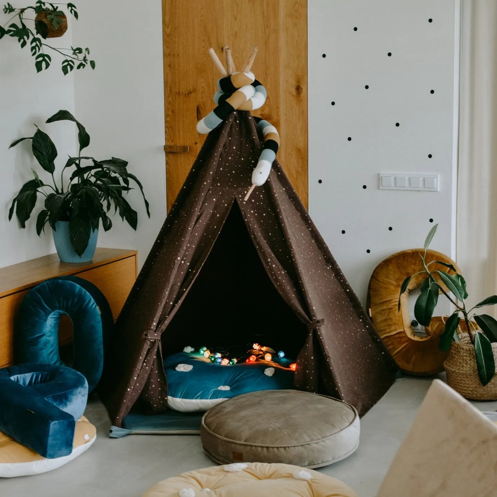 Vigvam design Teepee Vesper Chocolate &amp; Gold stars - Čtvercové bez podlážky