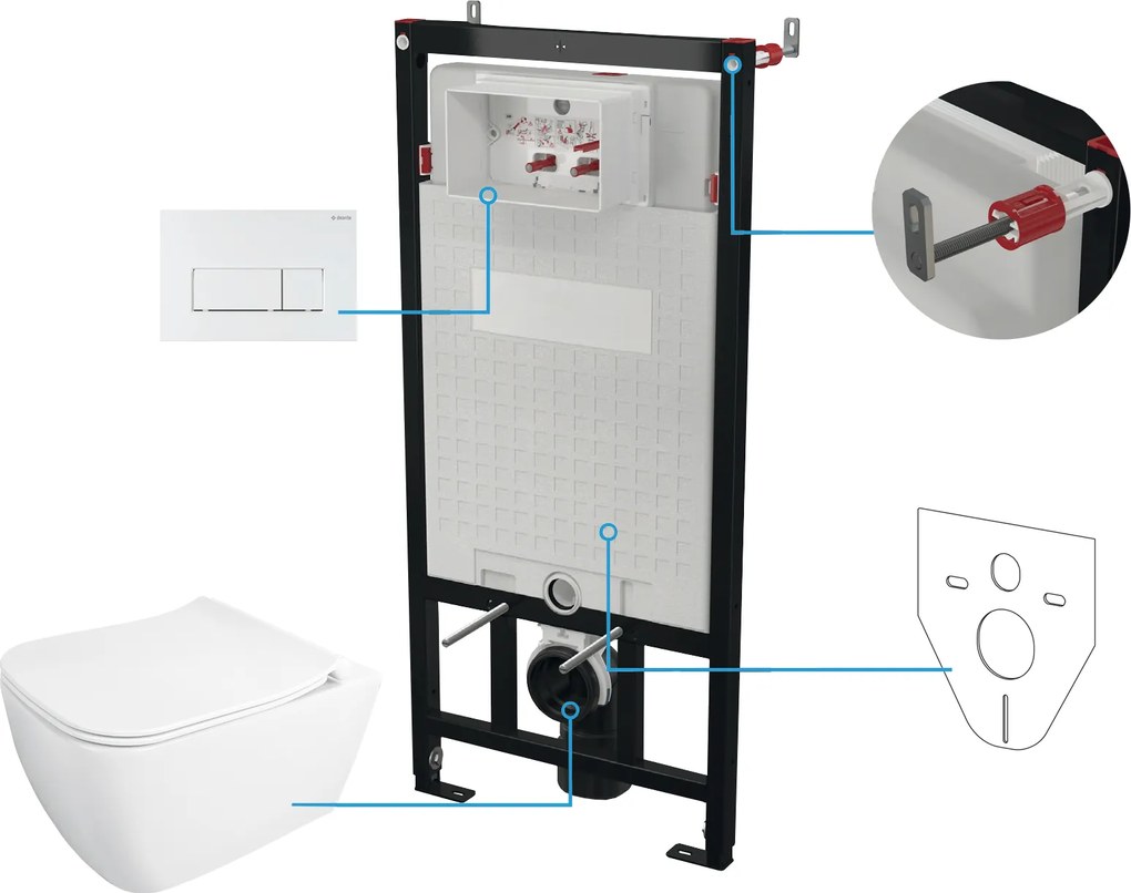 Deante WC set Hiacynt NEW 6v1, podomítkový systém + toaleta -