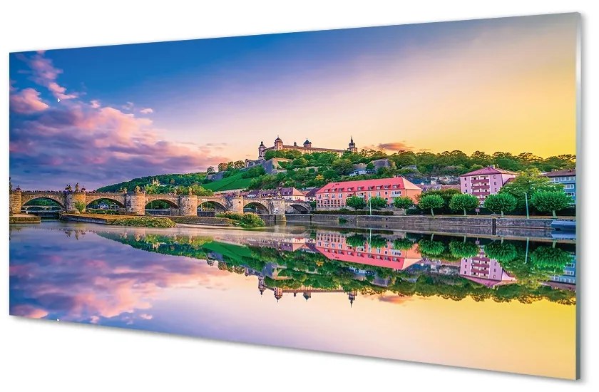 Obraz na skle řeka Německo Sunset 140x70cm