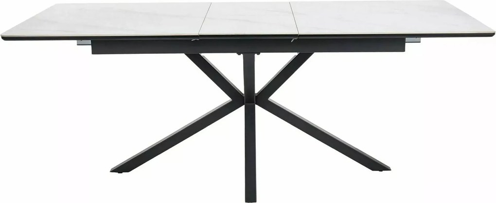 Rozkládací jídelní stůl Logan 160/200 cm keramika bílý mramor/černý