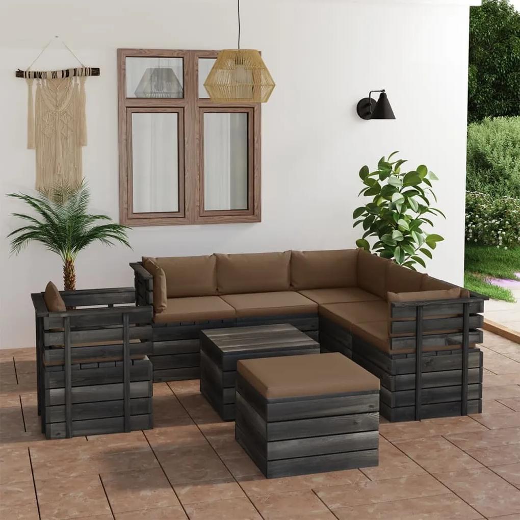 vidaXL 8dílná zahradní sedací souprava z palet + podušky borové dřevo [3062040] Barva: krémová