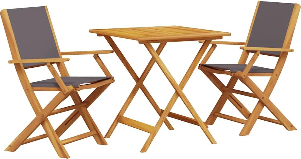 3dílný bistro set antracitový textil a masivní dřevo 3281881