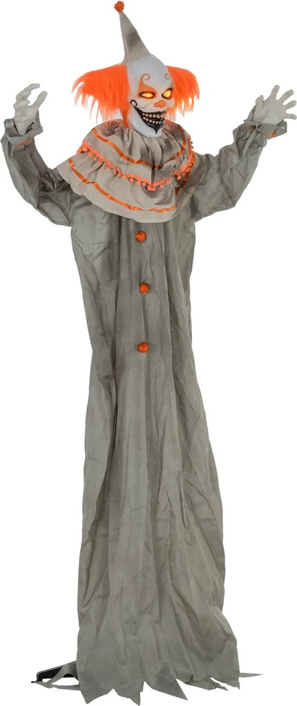 HOMCOM Halloween dekorace Klaun, ohebné paže, aktivováno dotykem/zvukem, svítící oči