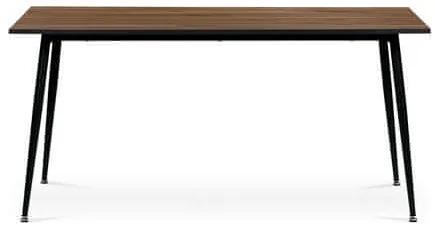 Autronic Moderní jídelní stůl Jídelní stůl, 160x80, deska MDF, dýha divoký dub, kovové nohy,černý lak (AT-686 OAK)