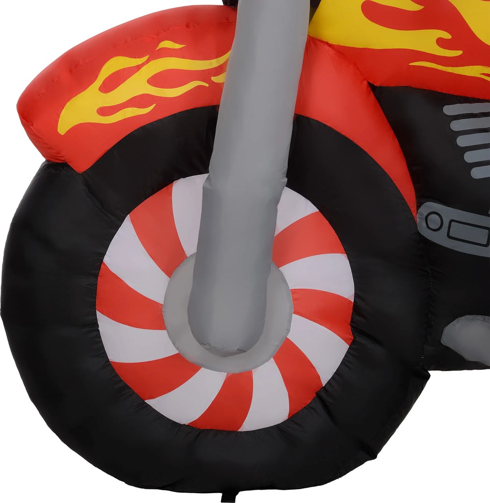 Weihnachtsmann auf Motorrad, Gartendeko, LEDs, aufblasbar, wetterfest, 180 x 95 x 170 cm