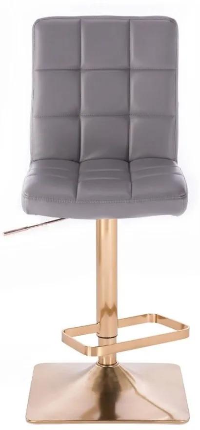 LuxuryForm Barová židle TOLEDO na zlaté hranaté podstavě - šedá