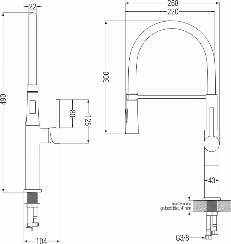 Mexen DINA - Vysoká baterie/dřezová, Černá, 672701-70