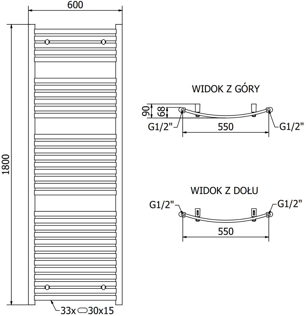 Mexen Helios, topné těleso 1800x600 mm, 996 W, antracitová, W103-1800-600-00-66