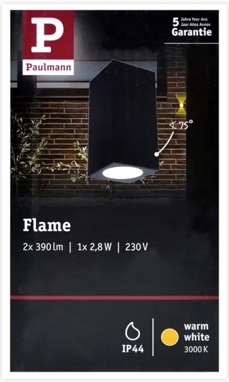 Paulmann 94328 - 2xLED/2,8W IP44 Venkovní nástěnné svítidlo FLAME 230V antracit