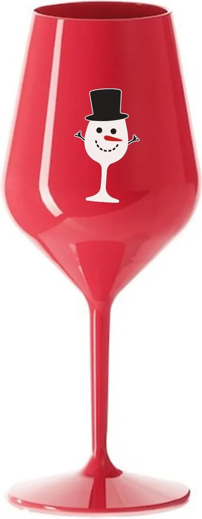 SNĚHULÁČEK - červená nerozbitná sklenice na víno 470 ml