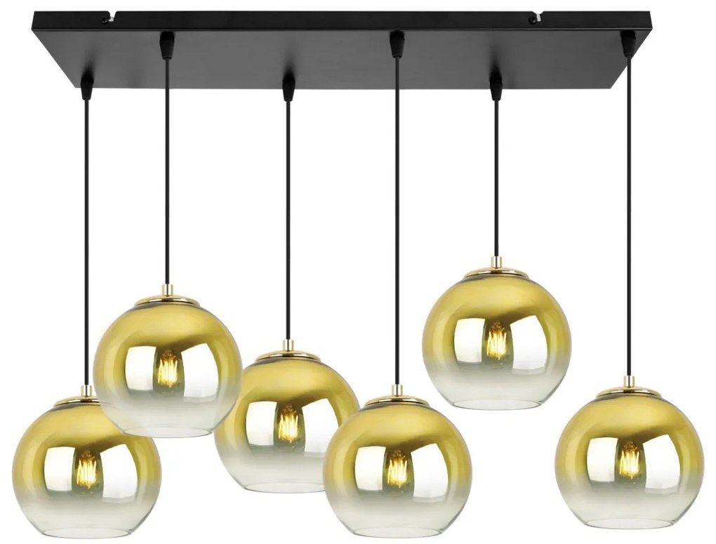 Závěsné svítidlo Bergen Gold, 6x zlaté/transparentní skleněné stínítko (fi 15cm)