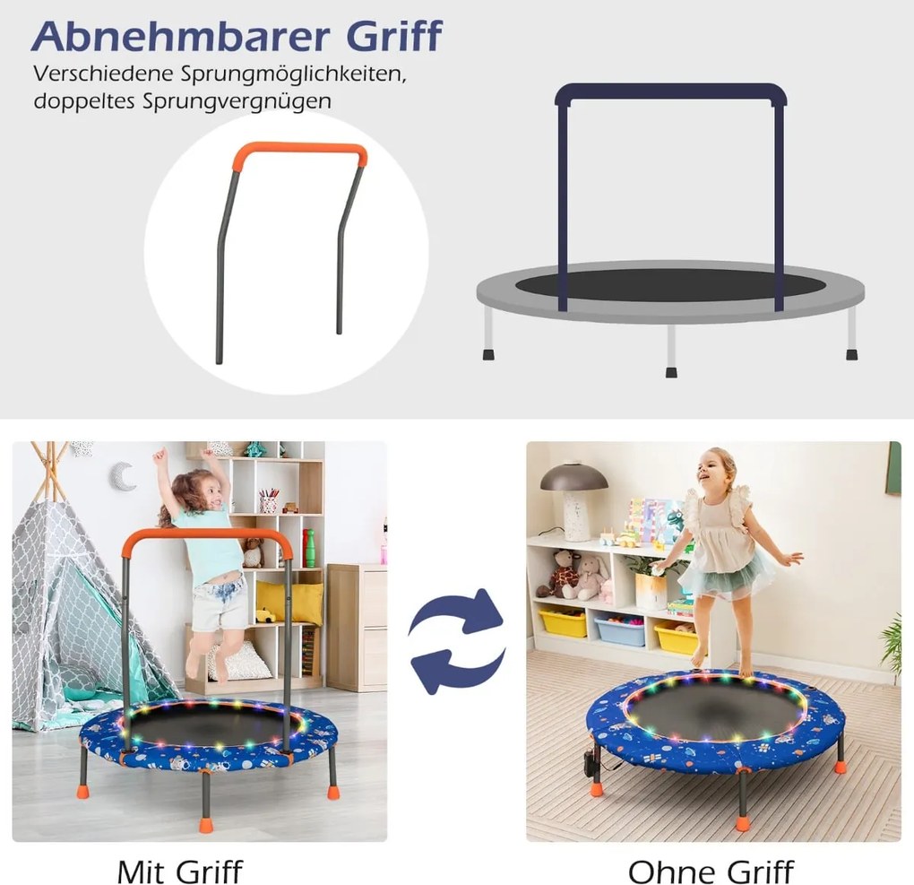 Costway Ø92 cm dětská trampolína mini trampolína s LED osvětlením a amp