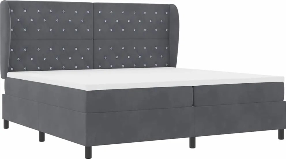 Postel s boxspringem s matrací Tmavě šedá 200 x 200 cm samet 3340893