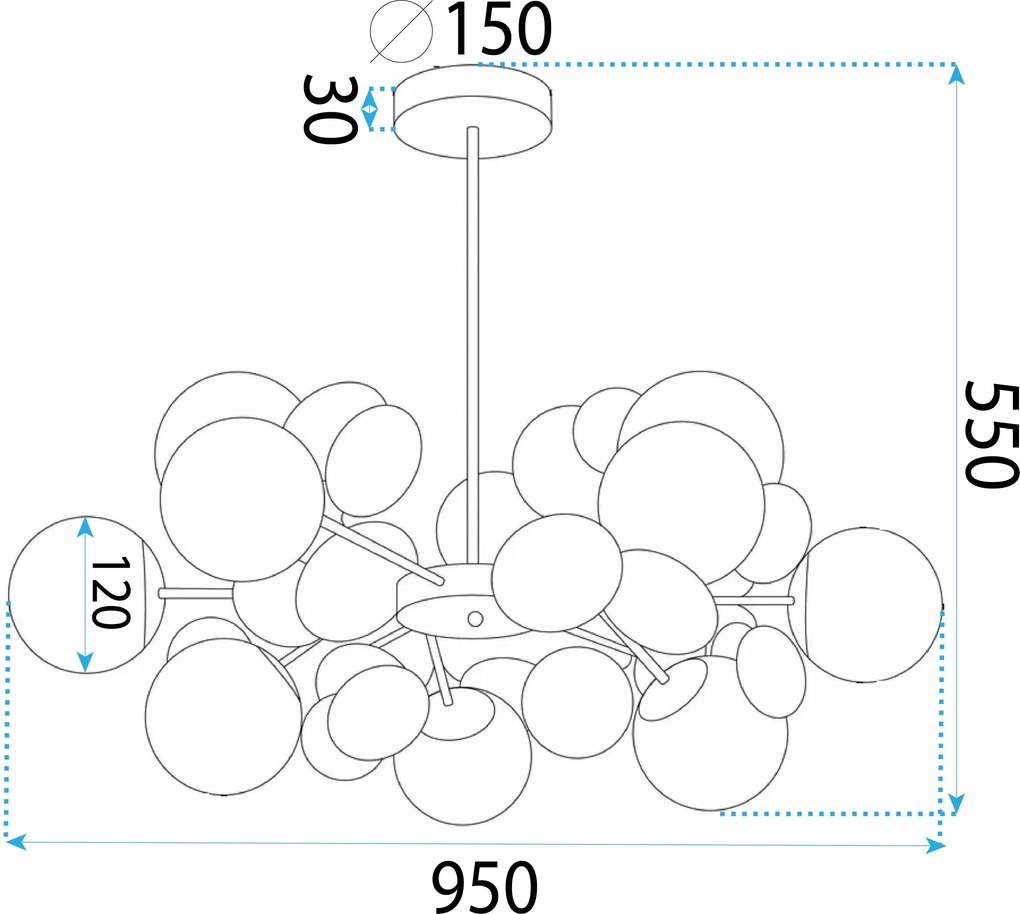 Toolight Toolight, stropní svítidlo 12xE27 APP1565-12, zlatá lesklá, OSW-06327