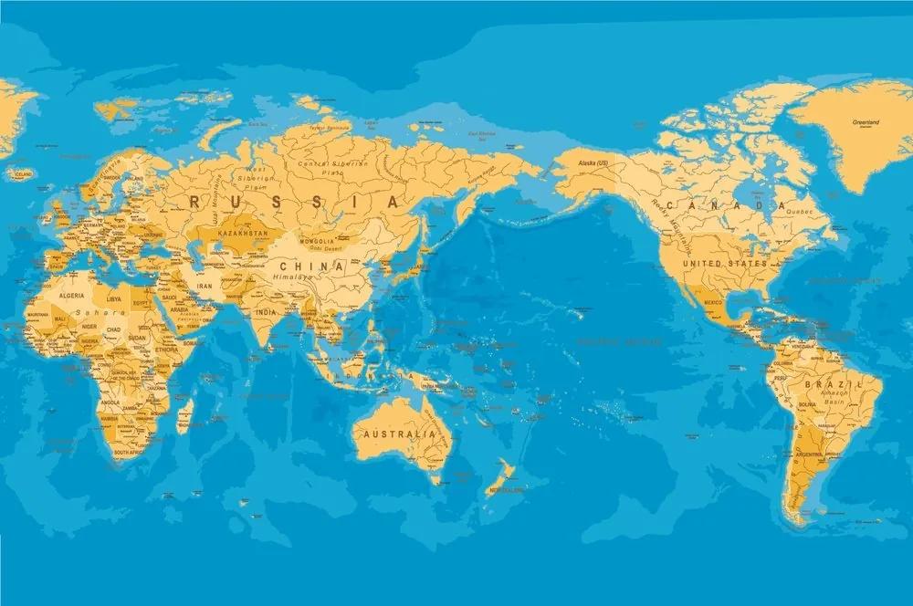Samolepící tapeta mapa světa v zajímavém provedení - 450x300 cm