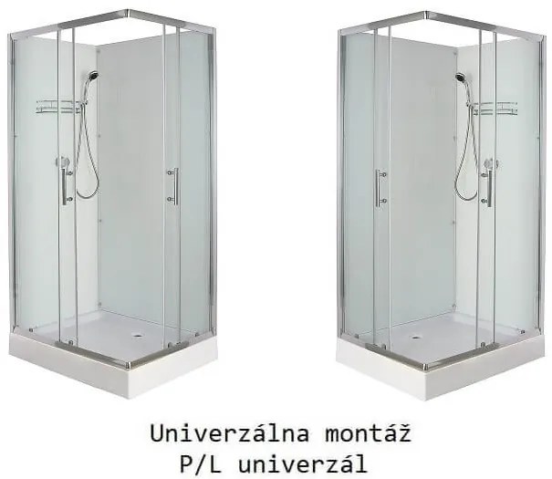 SAVANA - Sprchový kout LIVIA WHITE, obdélníkový, 100 x 70, chromový profil, průhledné sklo, zadní strana bílá, vanička, bez stříšky