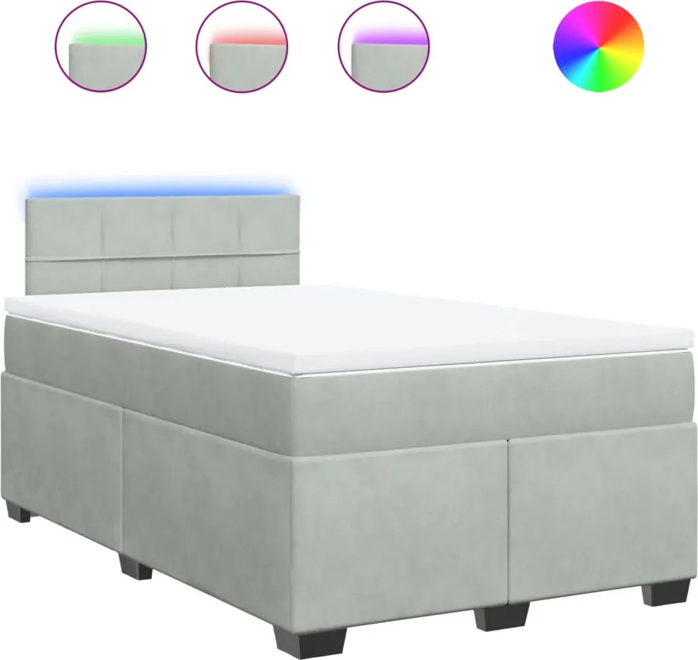 Box spring postel s matrací světle šedá 120 x 200 cm samet 3288582