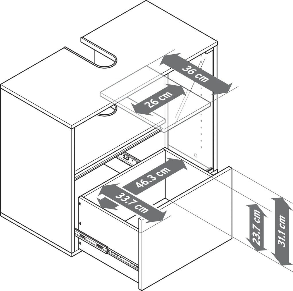 Tchibo - Koupelnová skříňka pod umyvadlo - barva: bílá
