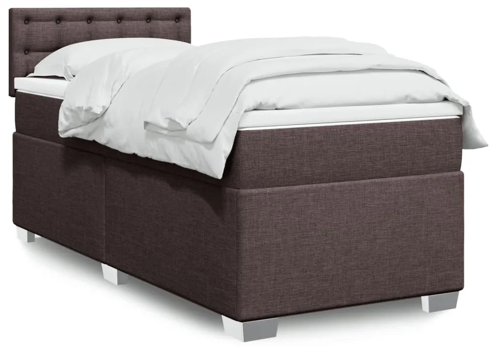 Box spring postel s matrací tmavě hnědá 100 x 200 cm textil 3285816