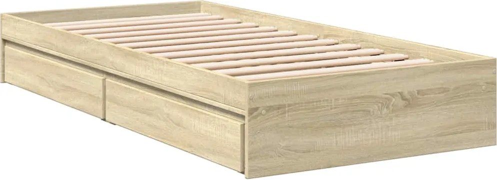 Rám postele se zásuvkami dub sonoma 75x190 cm kompozitní dřevo 3280715