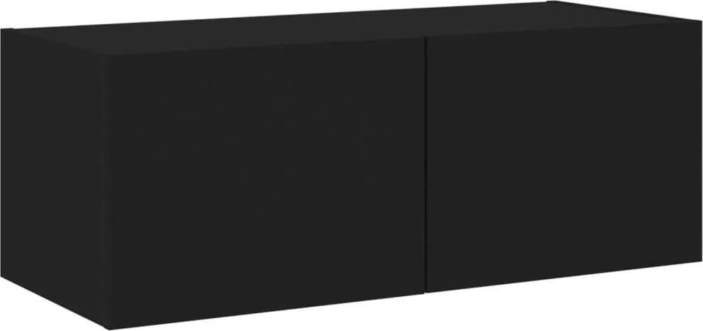 vidaXL Nástěnná TV skříňka s LED osvětlením 80 x 35 x 31 cm [837283] Barva: Černá