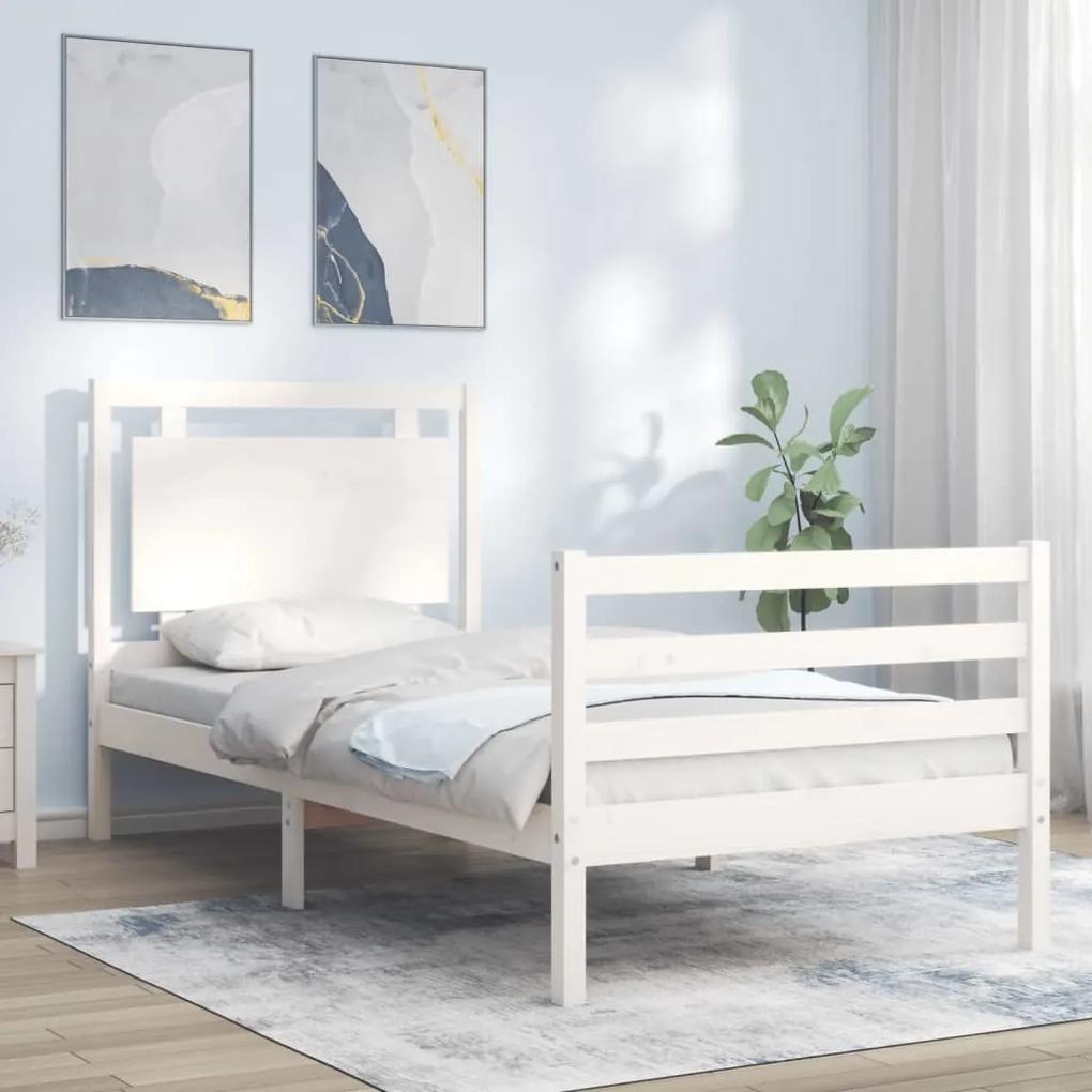 vidaXL Rám postele s čelem 90 x 200 cm masivní dřevo [3194040] Barva: Černá
