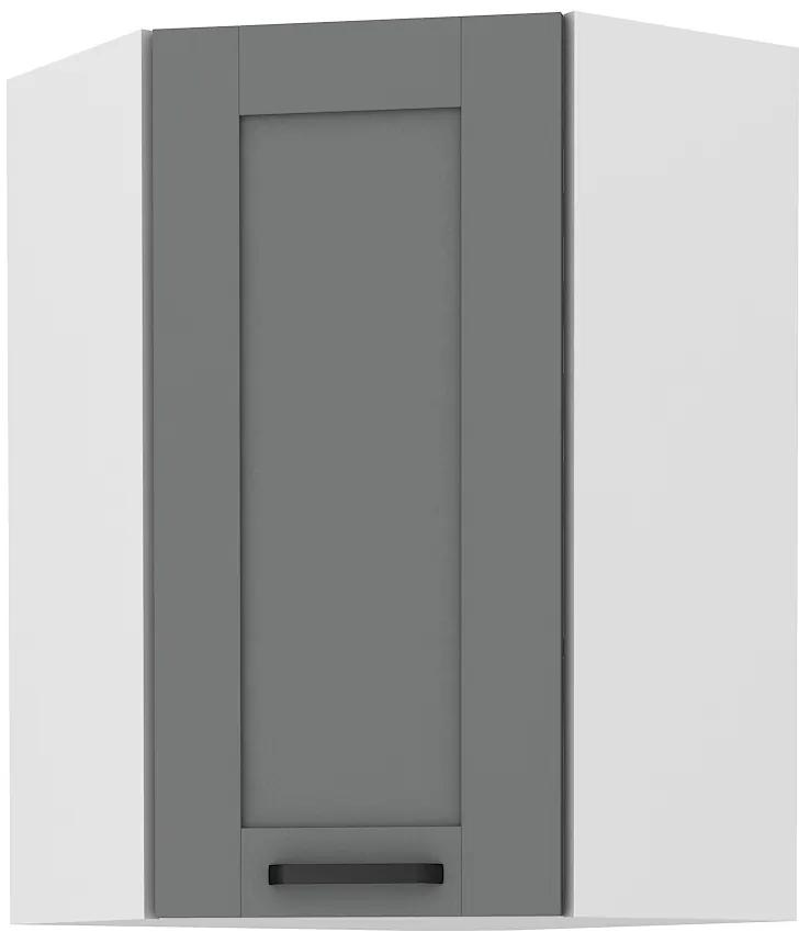 STL Rohová skříňka horní LUNA (výška 90 cm) Barevné provedení LUNA: Bílá / Jílově šedá