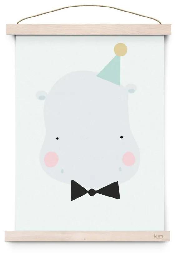 EEF lillemor Plakát do dětského pokojíčku Happy Hippo A3, šedá barva, papír