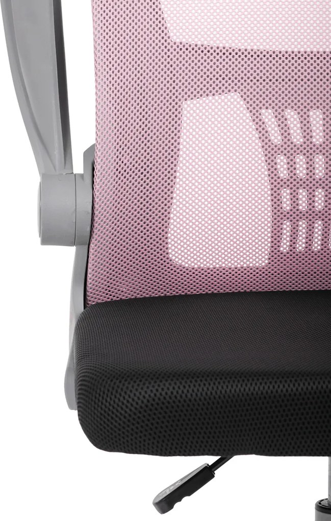 Dětská židle na kolečkách GERY | 59 cm | výškově nastavitelná | na tvrdé podlahy | s odklápěcími područkami | růžová/šedá/černá