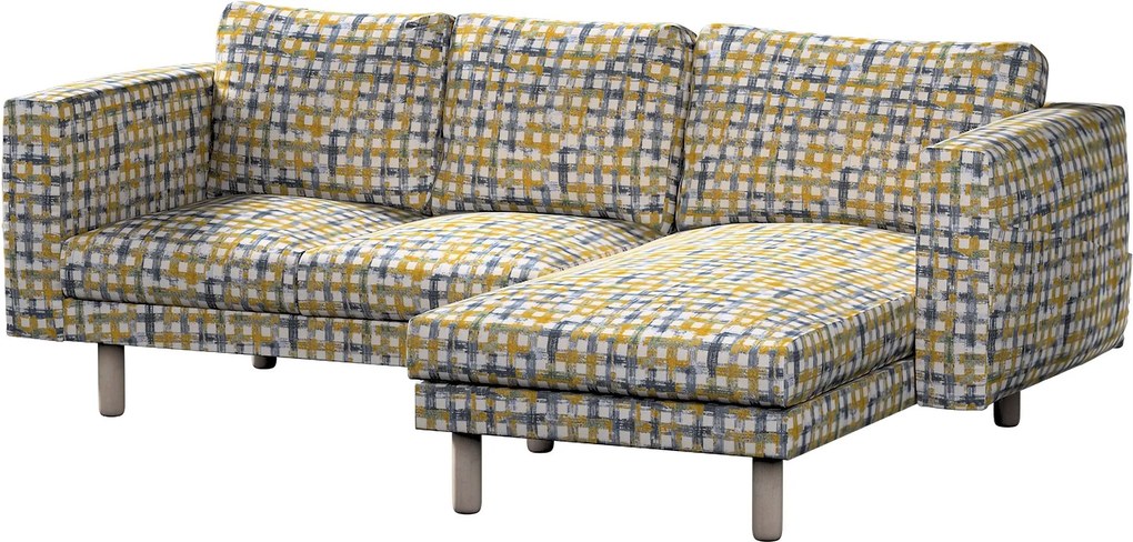 Potah na pohovku IKEA Norsborg 3-místná se šezlongem barva modrá látka pletený vzor, vzorované
